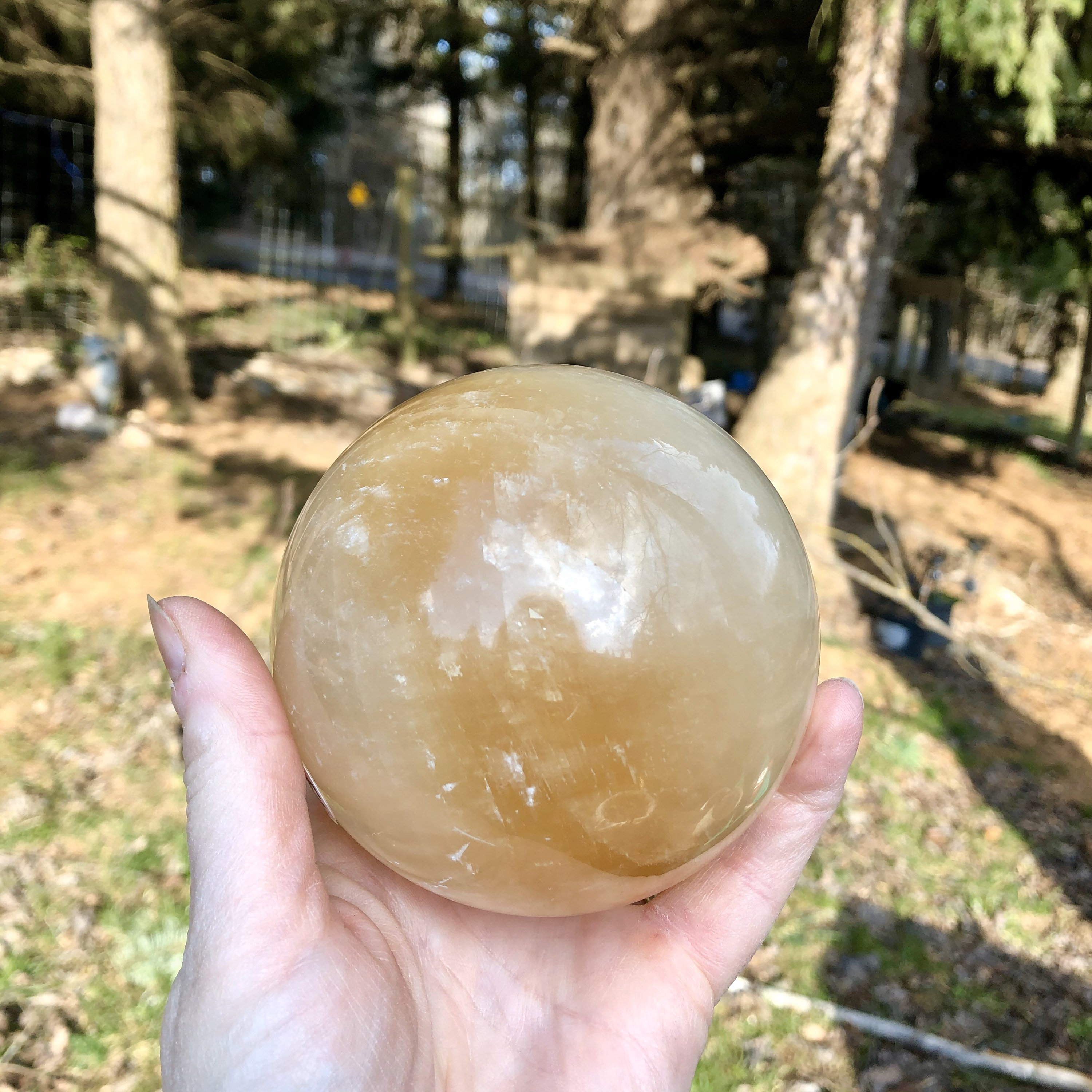 87mm Large Yellow Citrine Sphere Orb Ball Marble Mineral Display Specimen