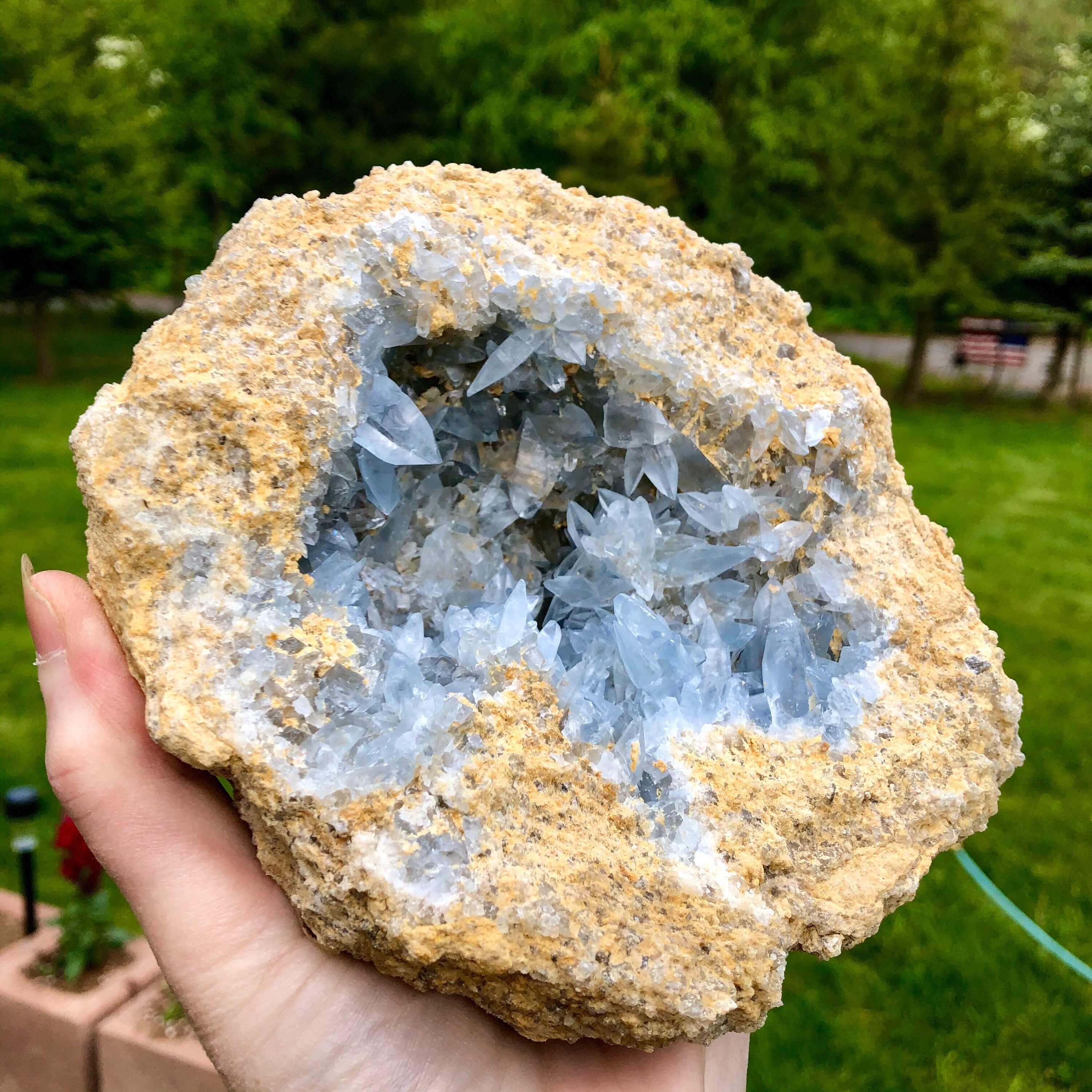 5.73 lbs Blue Celestite Celestine Geode Crystal Cluster Mineral Display ...