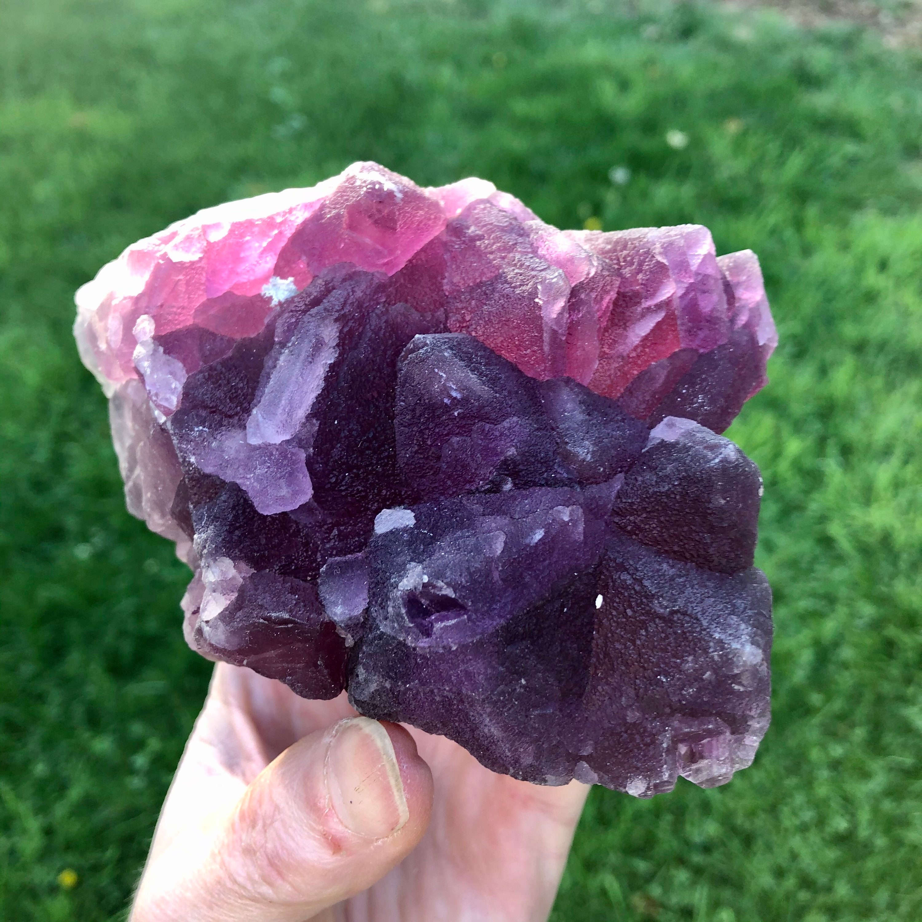 870g Big Violet Purple Fluorite Crystal Cluster Mineral Display Specimen