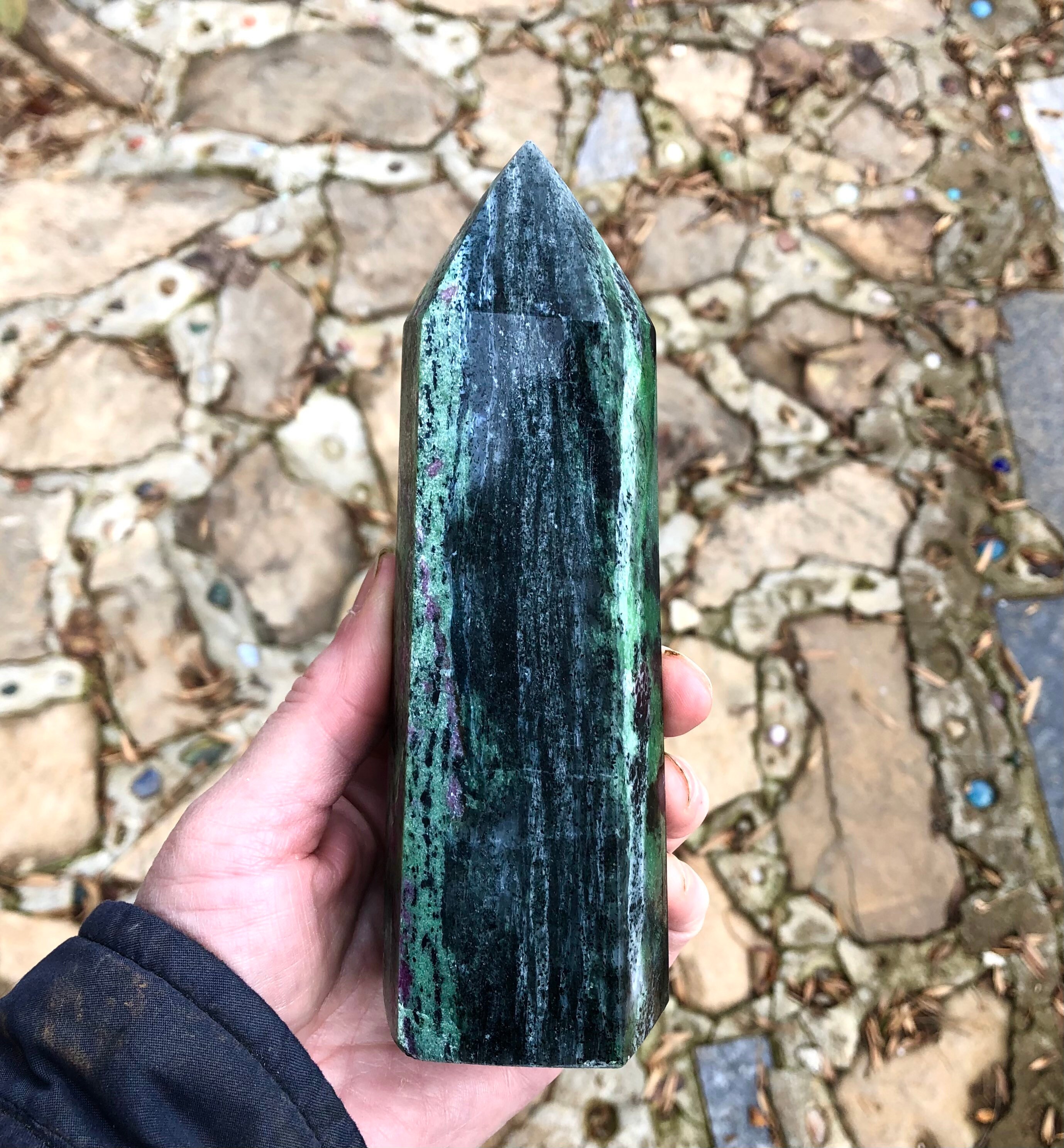 1.48 lb Ruby Zoisite Obelisk Pillar Tower Point Wand Column Mineral ...