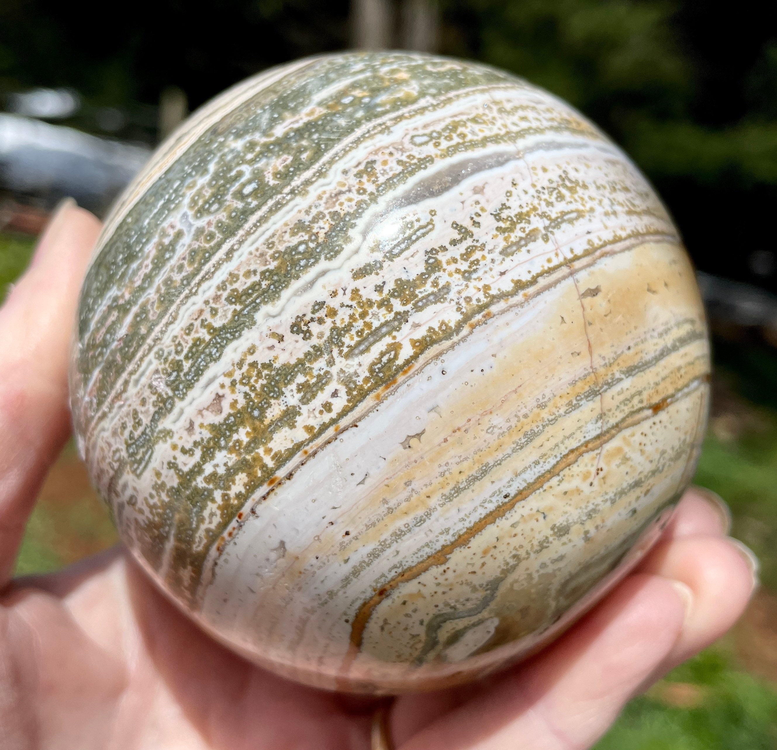 88mm Ocean Jasper or Orbicular Jasper Sphere Orb Ball