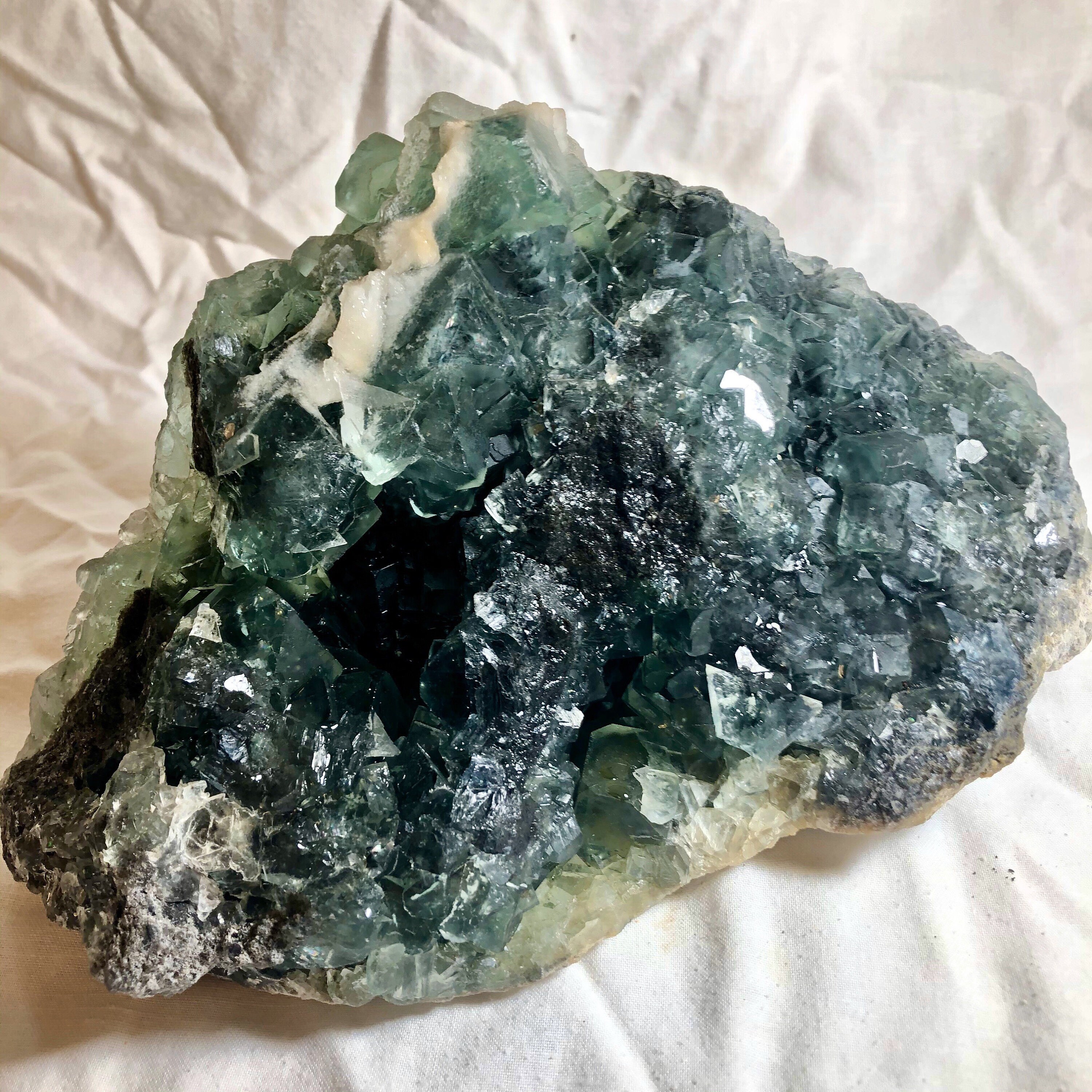 2576g Extra Large Green Cubic Fluorite and Quartz Crystal Cluster ...