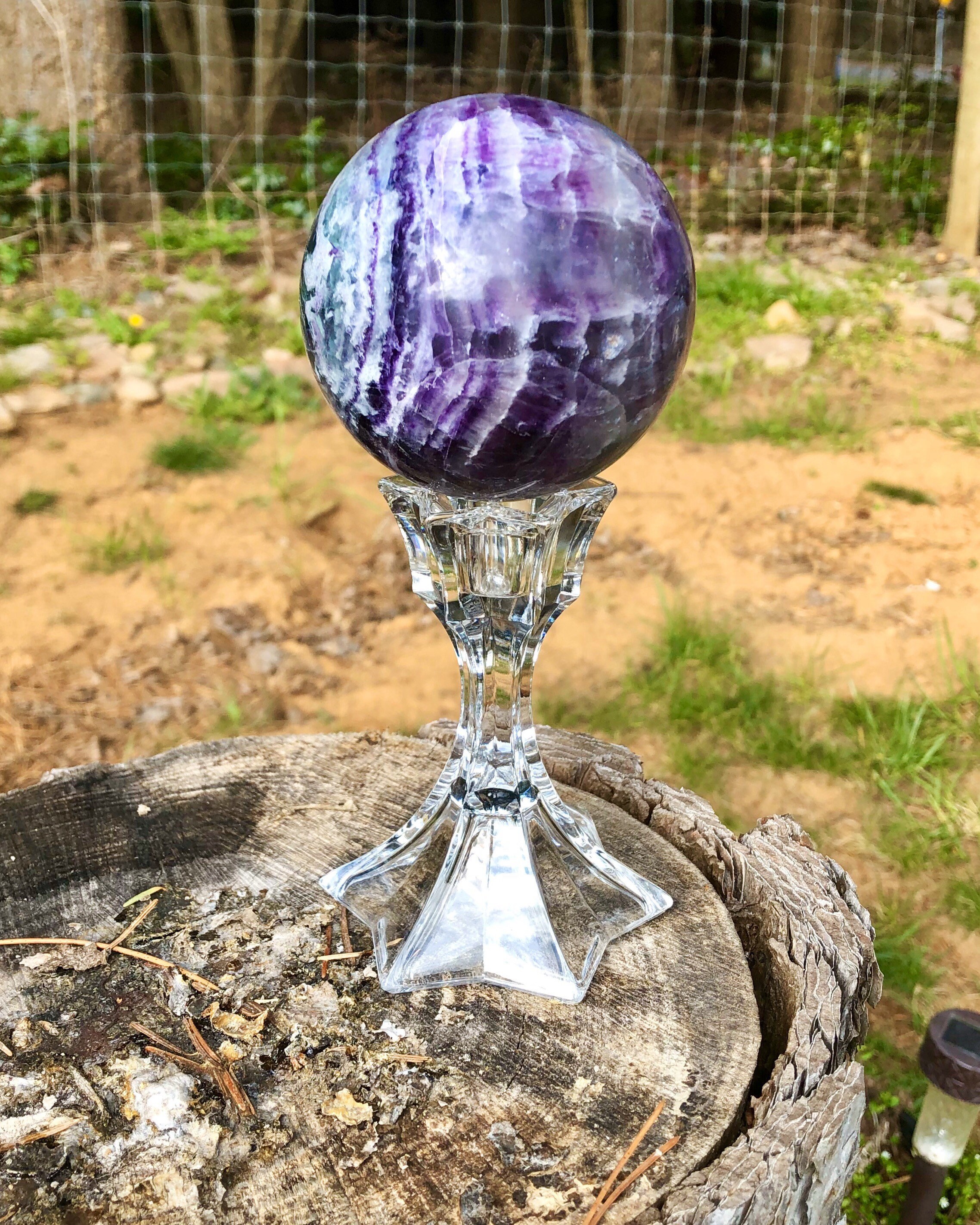 75mm Large Purple And Blue Fluorite Sphere Crystal Mineral Display Specimen
