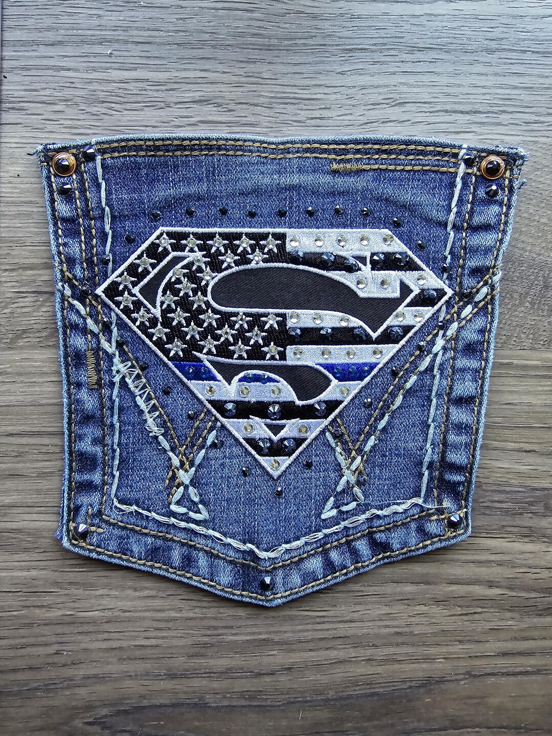 Blue Line Superhero Pocket Magnet - Etsy