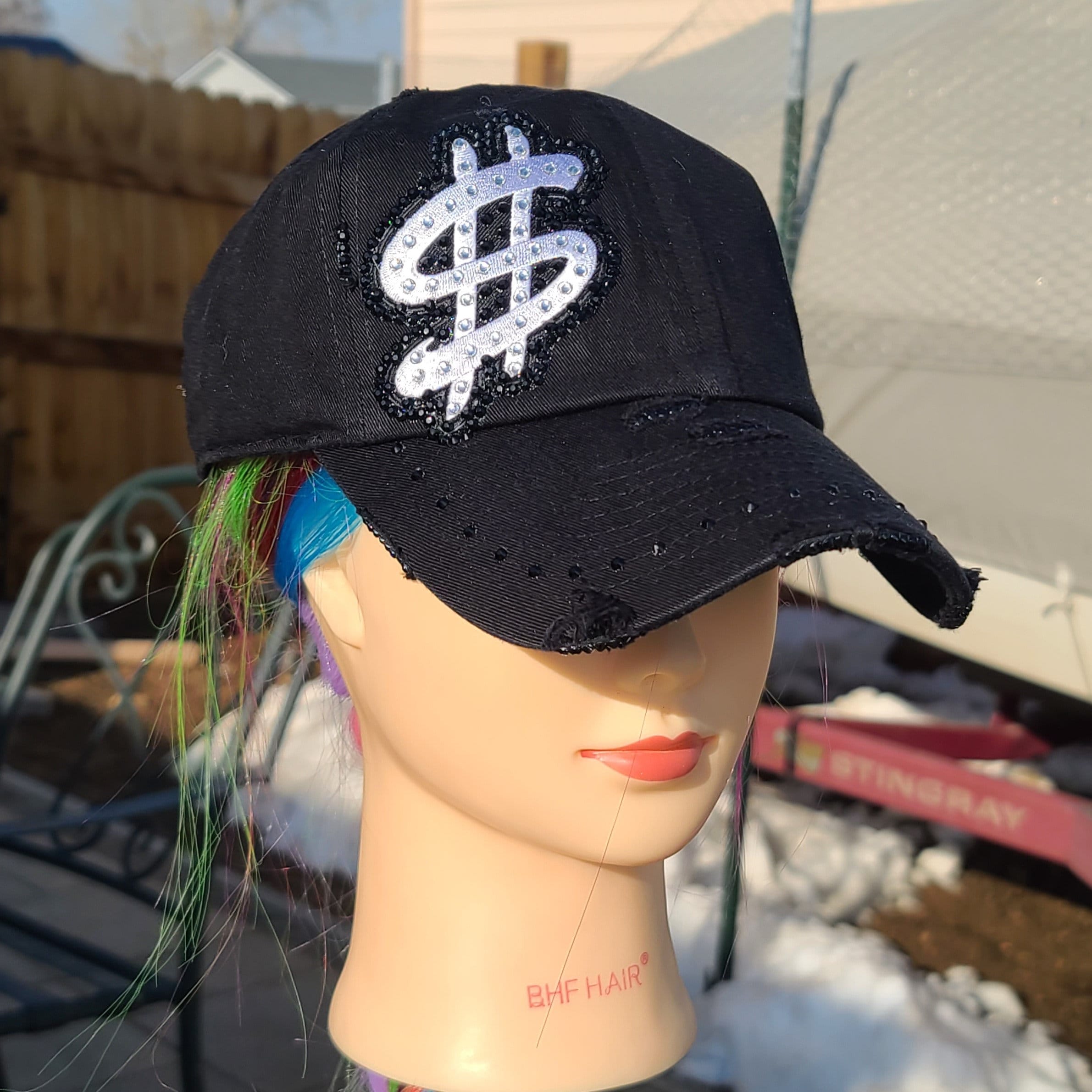 Ladies Black Dollar Sign Bling Hat | Etsy