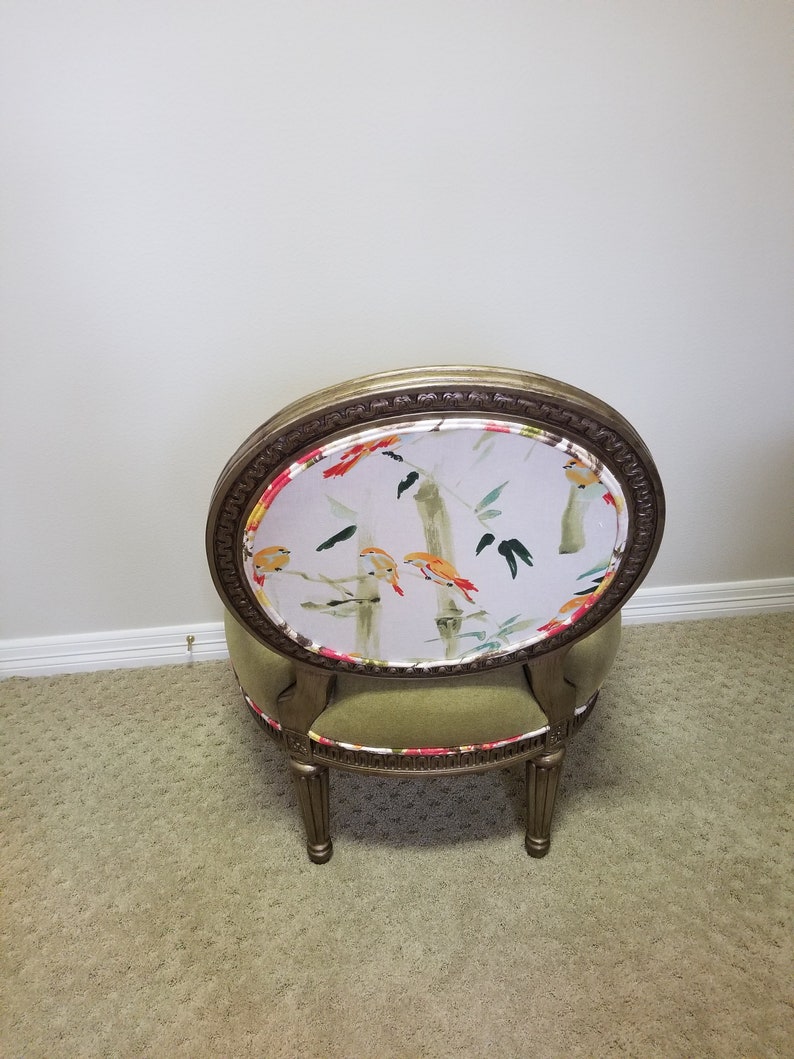 Large Comfortable Chair With Red and Orange Flowers & Beautiful Greens ...
