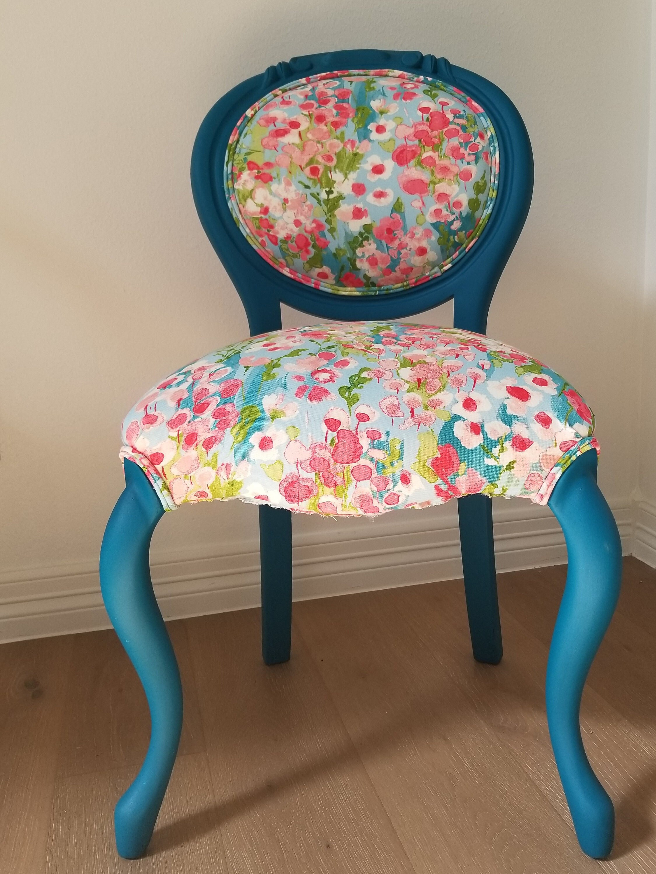 Simple Deep Turquoise Frame With Bright Flower Fabric in Various Hues ...