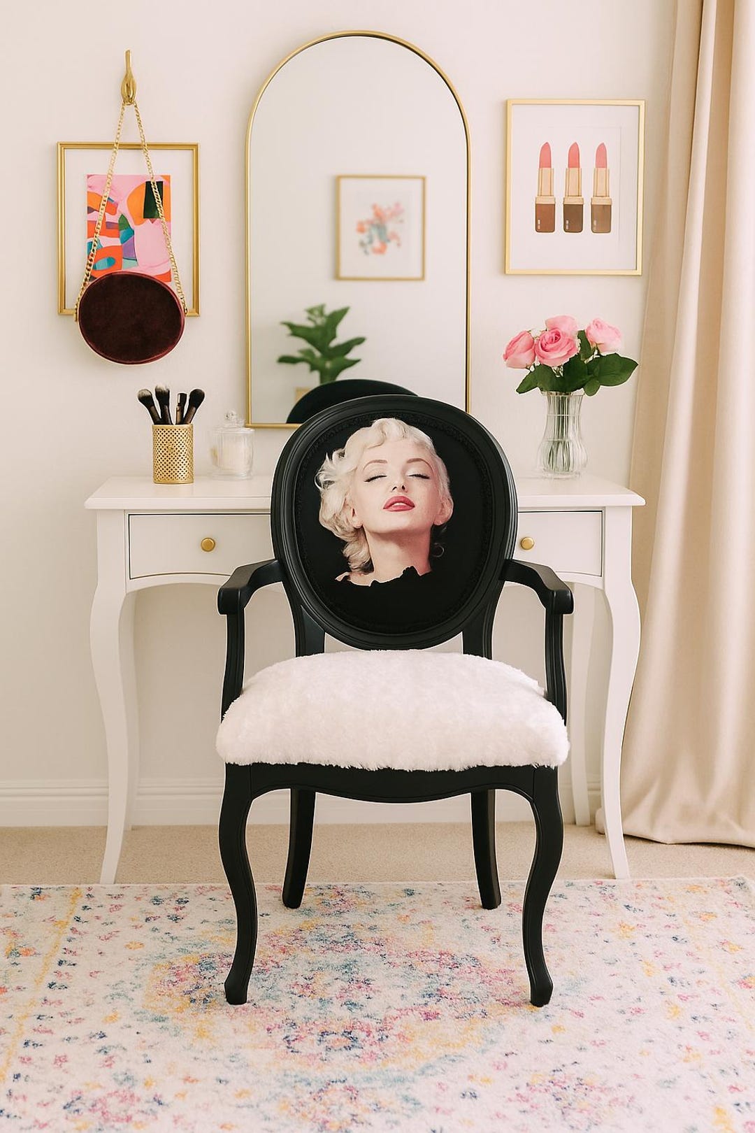 Marilyn Monroe Chair – Hollywood Glam Accent Chair – Hand Painted, Lace ...