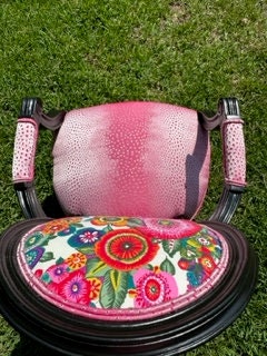 Pink Eclectic Chair With Modern Flower Fabric and - Etsy
