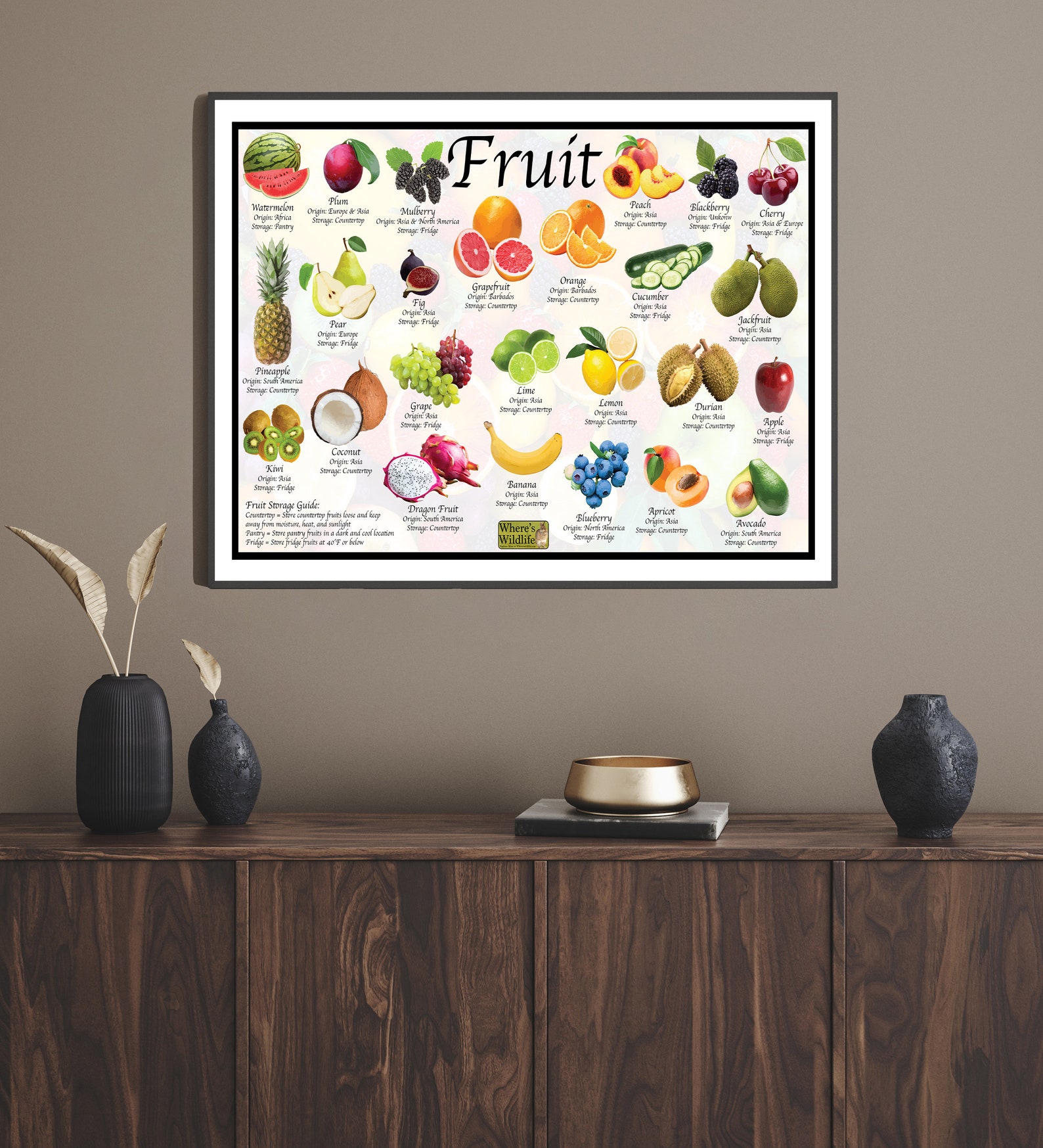 Fruit Chart Poster / Culinary Poster Providing Origin, Best Storage ...