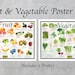 Fruit & Vegetable Chart Poster Pack set of 2 / Includes 1 Fruit Poster ...
