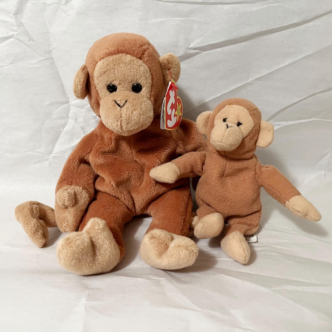 Bongo the Monkey, Ty Beanie Babies + Mini Mcdonald's Bongo, 1993, 1995 ...