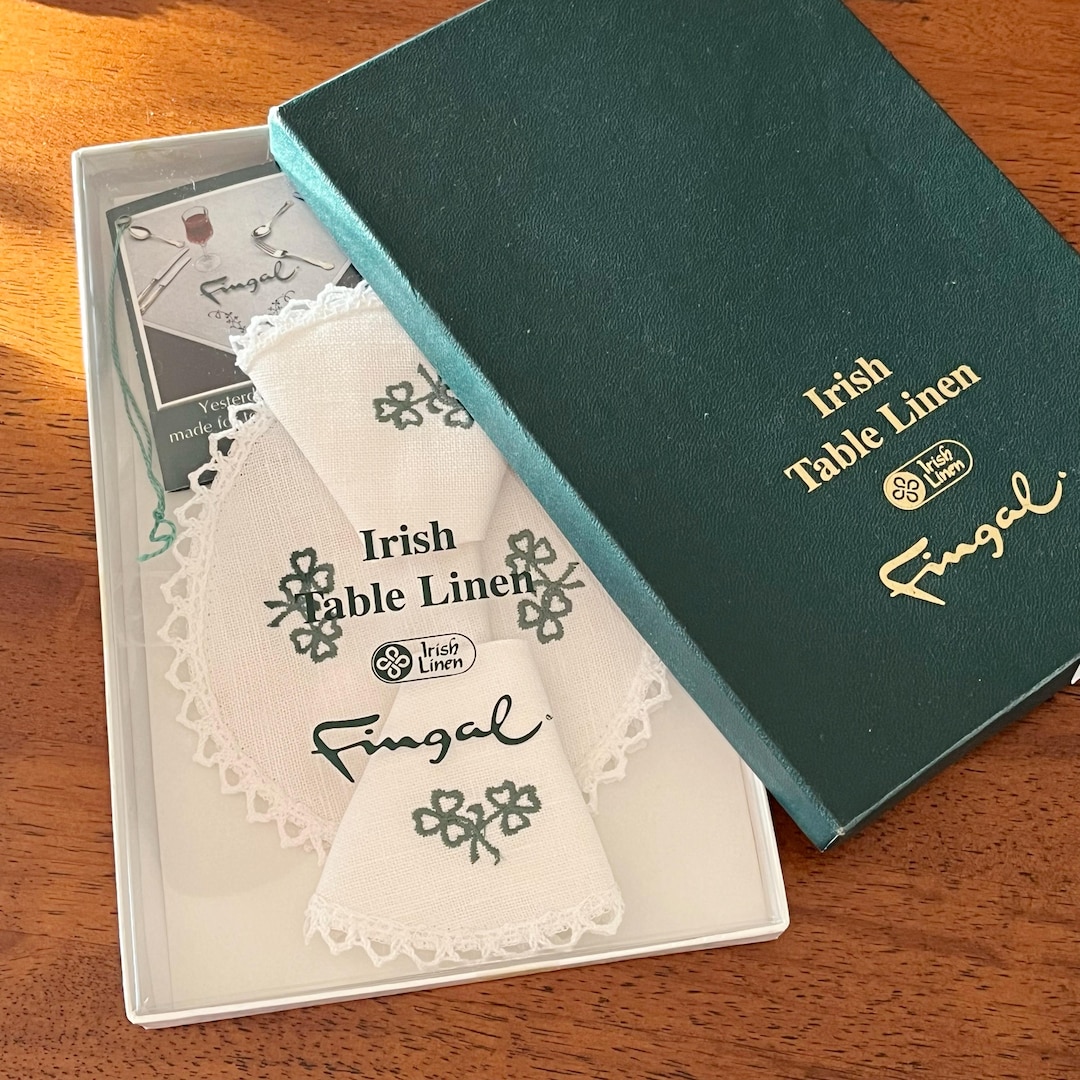 Embroidered Table Coasters, Irish Table Linen, MIB, Shamrocks, Fingal ...
