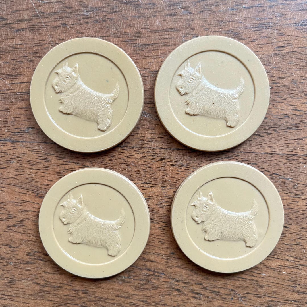 Embossed Clay Poker Chips, Set/4, Scottie Dog, Composite - Etsy