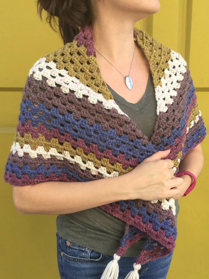 Granny Square Triangle Shawl, Handmade, Crochet, Wrap, Made in ...