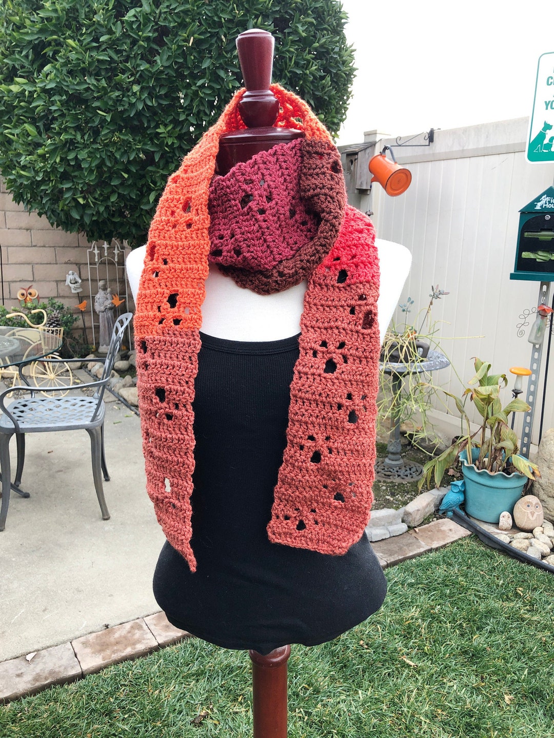 Paw Print Scarf, Extra Long, Autumn Colors, Crochet, Pet Lover Gift - Etsy