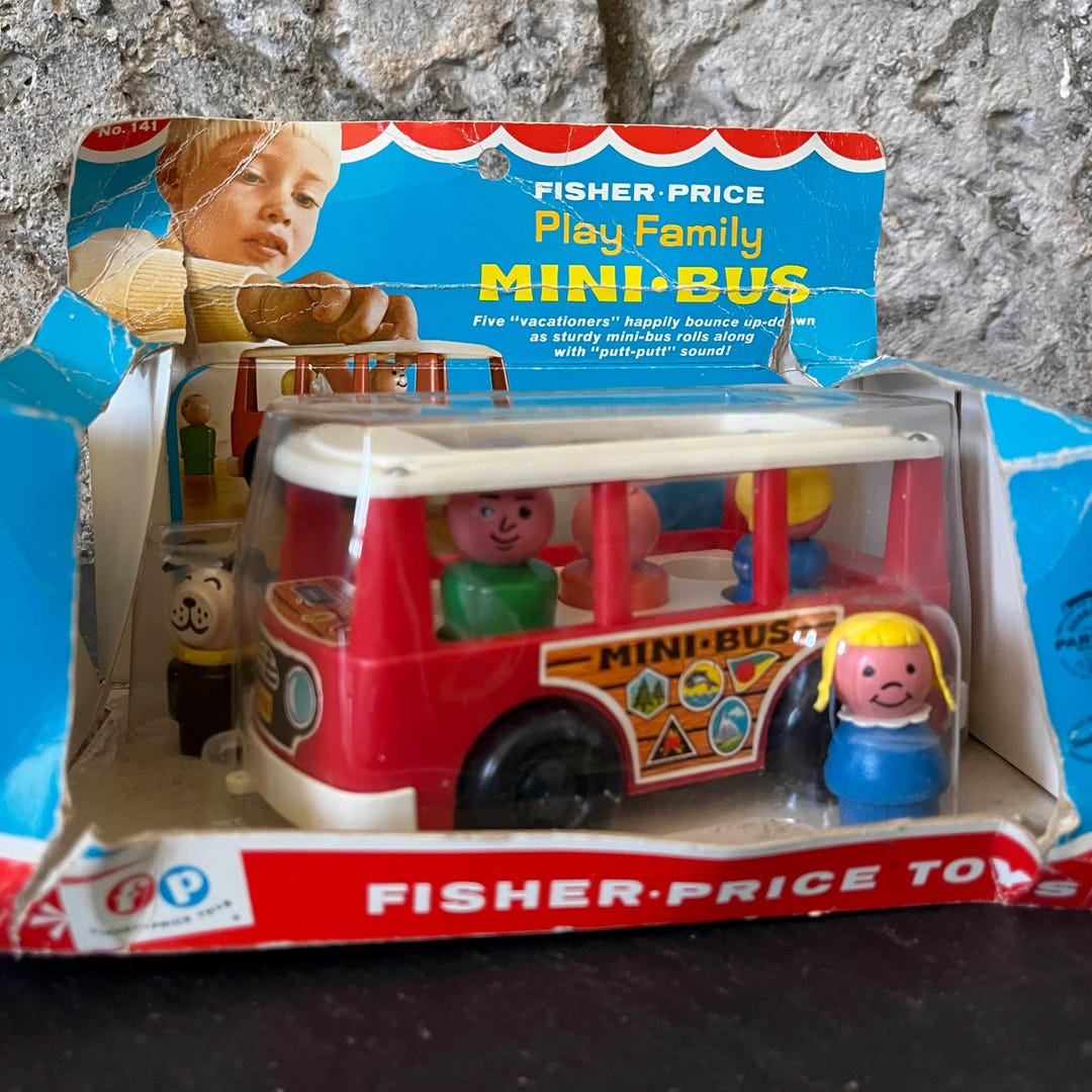 Fisher-price Play Family Mini Bus, WOOD "vacationers", © 1969 - Etsy