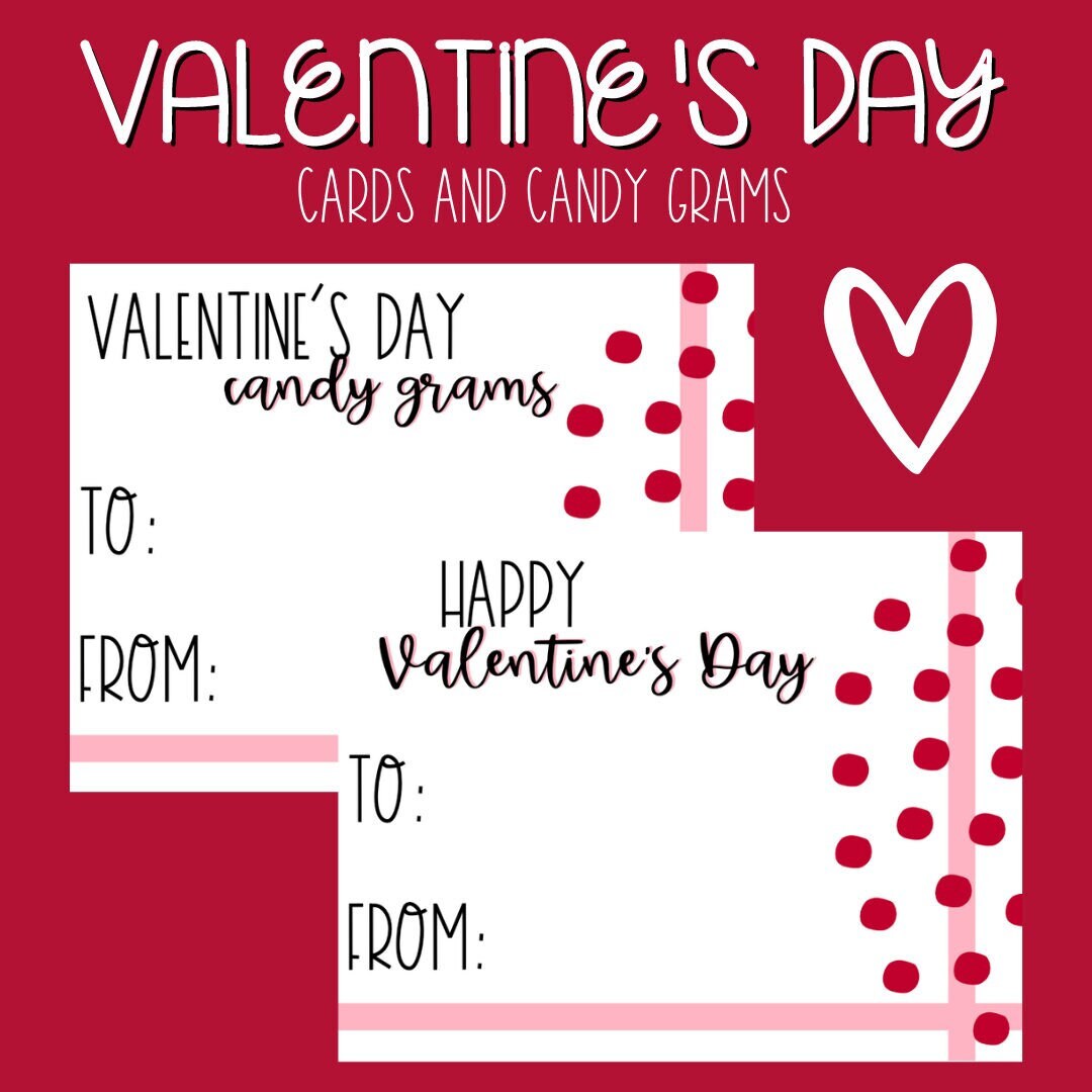 VALENTINE'S DAY CARDS Teacher Holiday Cards Candy Grams Fundraiser ...
