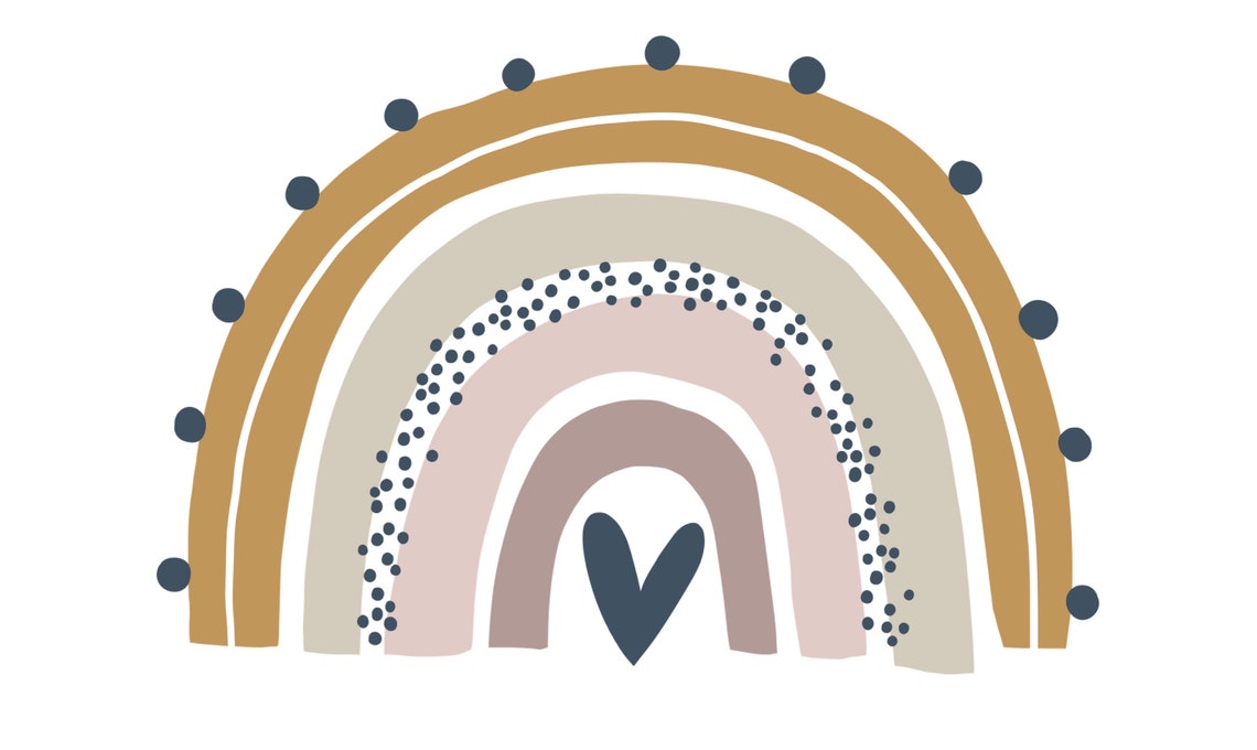 Rainbow Boho Heart Nursery Wall Art Printable - Etsy