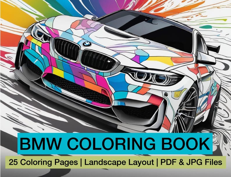 BMW Coloring Book: 25 Classic Car Designs (PDF & JPG) - Etsy