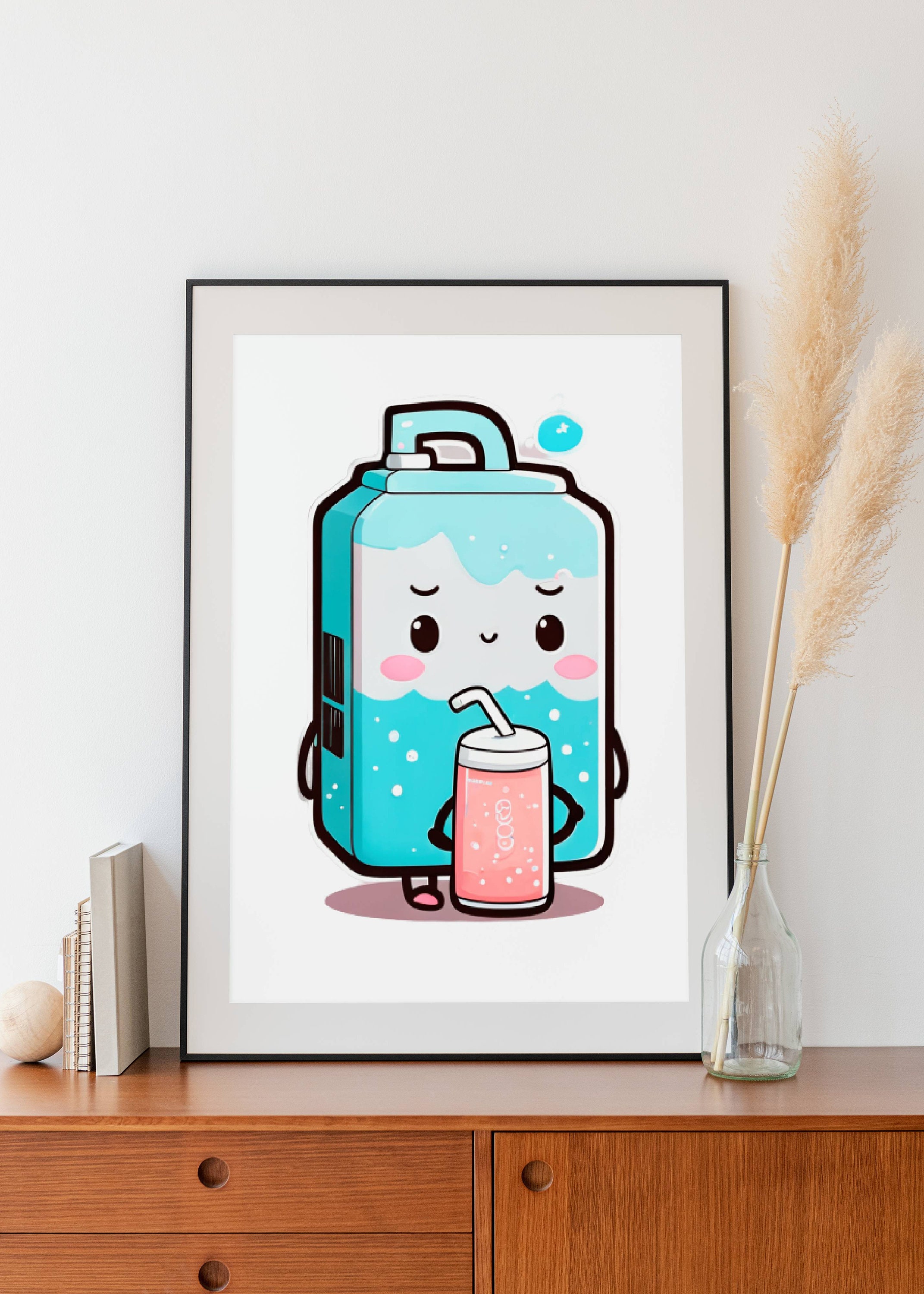 Cute Soda Can Wall Art, Kawaii Foodie Cartoon for Home Decor, Digital ...