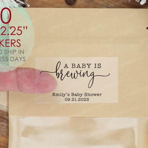 Baby Shower Coffee Cup Stickers Round A Baby is Brewing | Etsy