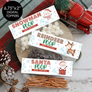 Digital Reindeer Poop Topper, Santa Poop Topper, Snowman Poop Topper ...
