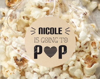 Going to Pop Stickers Baby Shower Stickers Popcorn Labels - Etsy