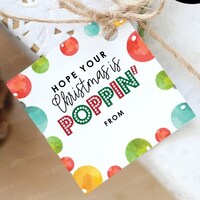 Poppin' Santa Gift Tag, Printable Christmas Holiday Favor (instant ...