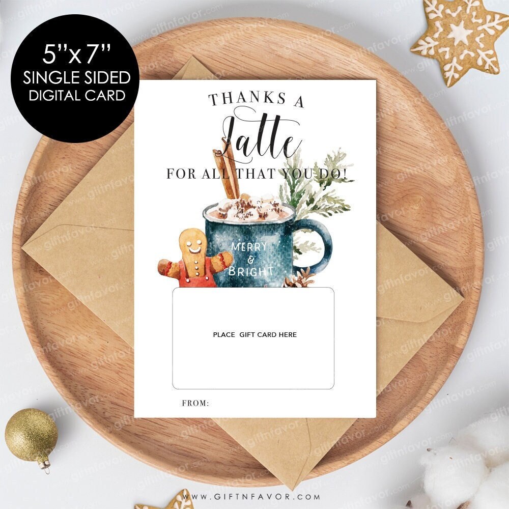 Thanks A Latte for All That You Do Card,coffee Gift Card Holder ...