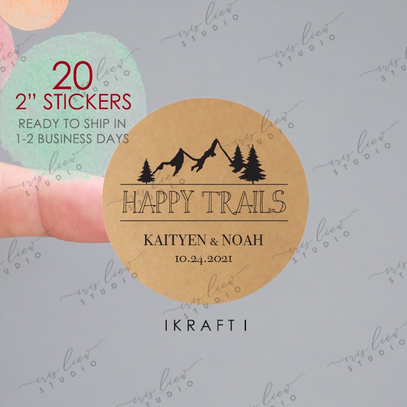 Happy Trails Stickershappy Trails Labelswedding Favor | Etsy