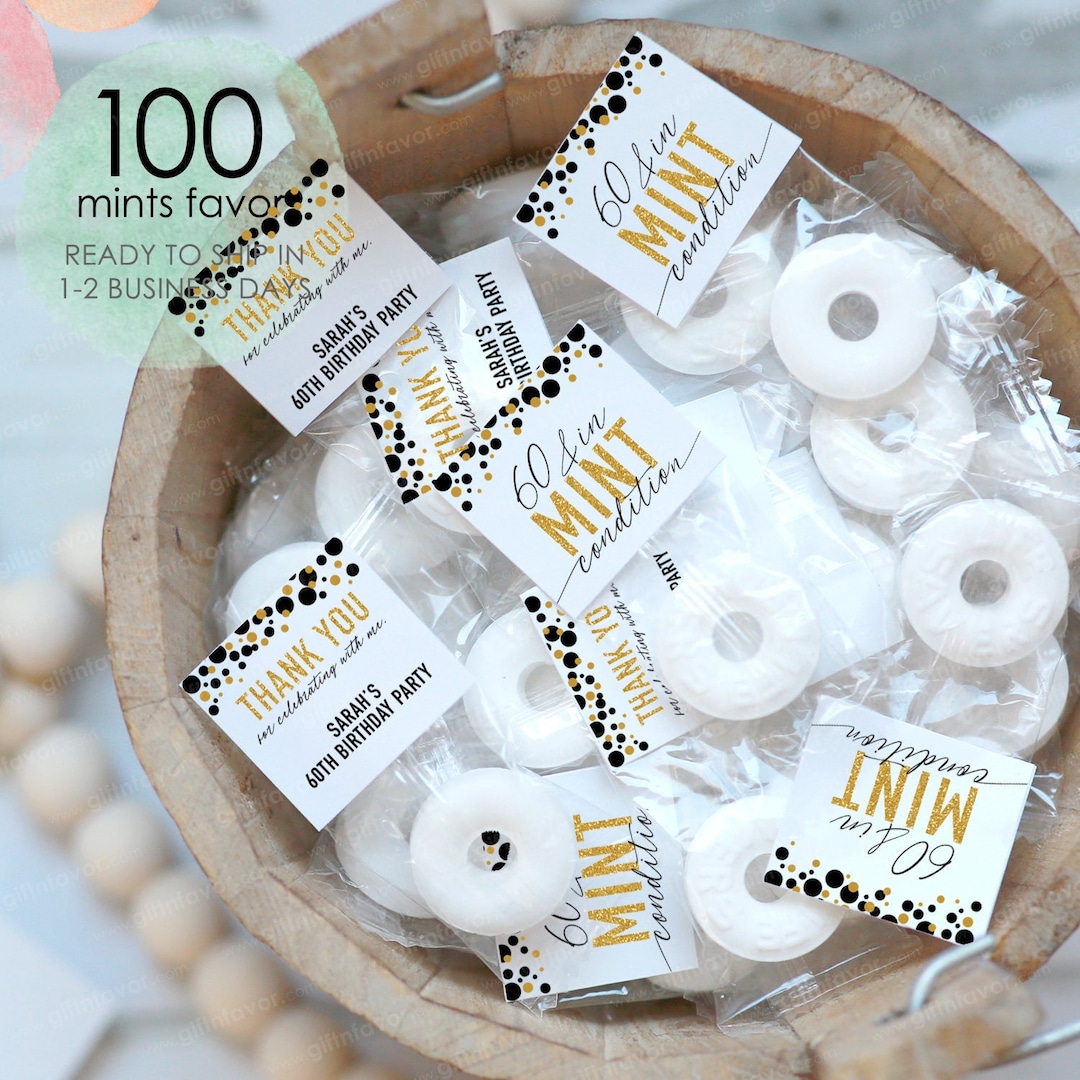 Birthday Party Mints,birthday Party Favors,40 and in Mint Condition,diy ...