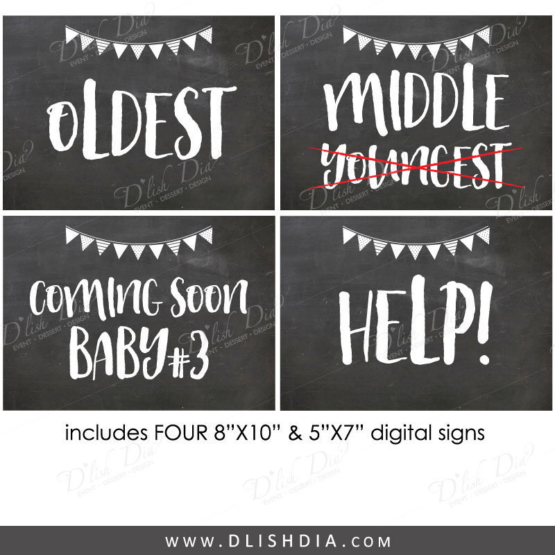 Printable 3rd Baby Pregnancy Announcement Signs,oldest,middle and ...
