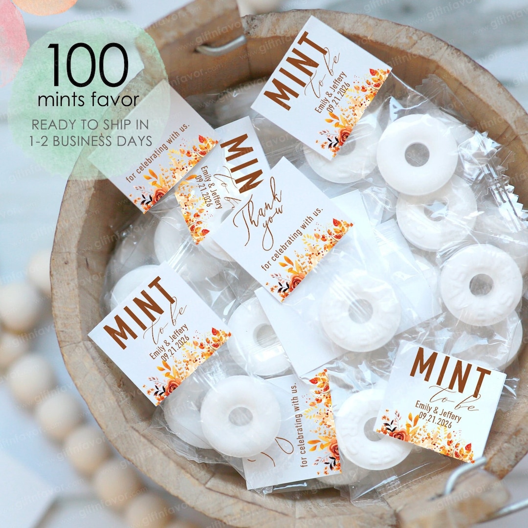 100pcs Fall Wedding Mints,wedding Mint Favors,fall Wedding Favors,mint ...