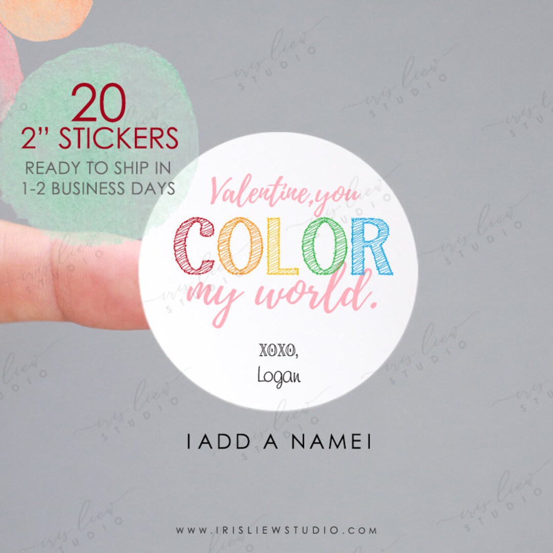 You Color My World Stickerskids Valentines for Schoolcrayon - Etsy