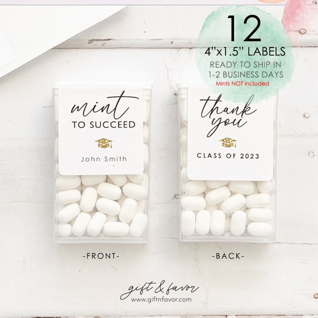 Mint to Succeed Labels,tic Tac Mint Labels,graduation Party Favors ...