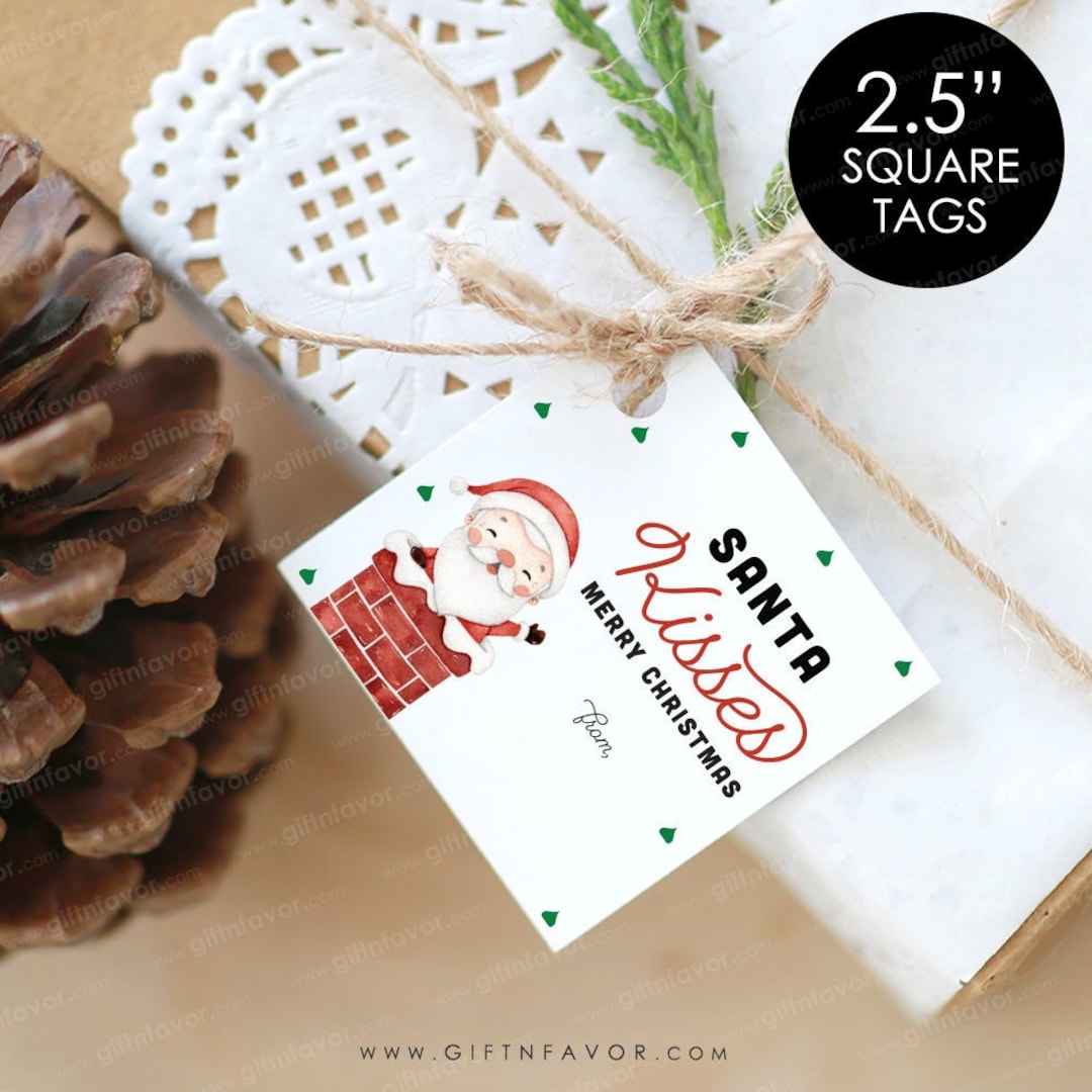 Santa Kisses Tags,printable Christmas Gift Tags,digital Kisses Tags ...