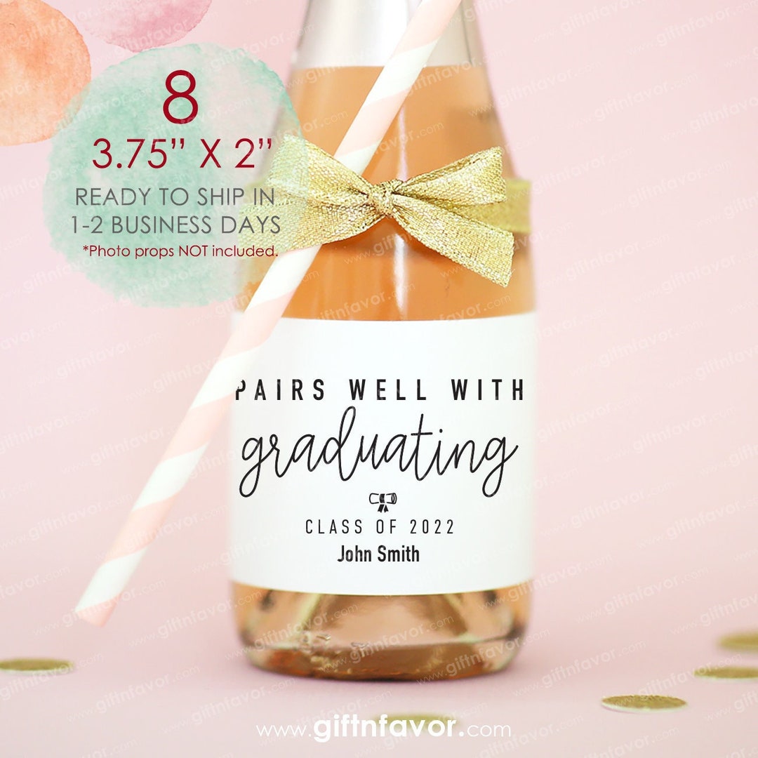 8 Mini Champagne Bottle Labels,pairs Well With Graduating Labels ...