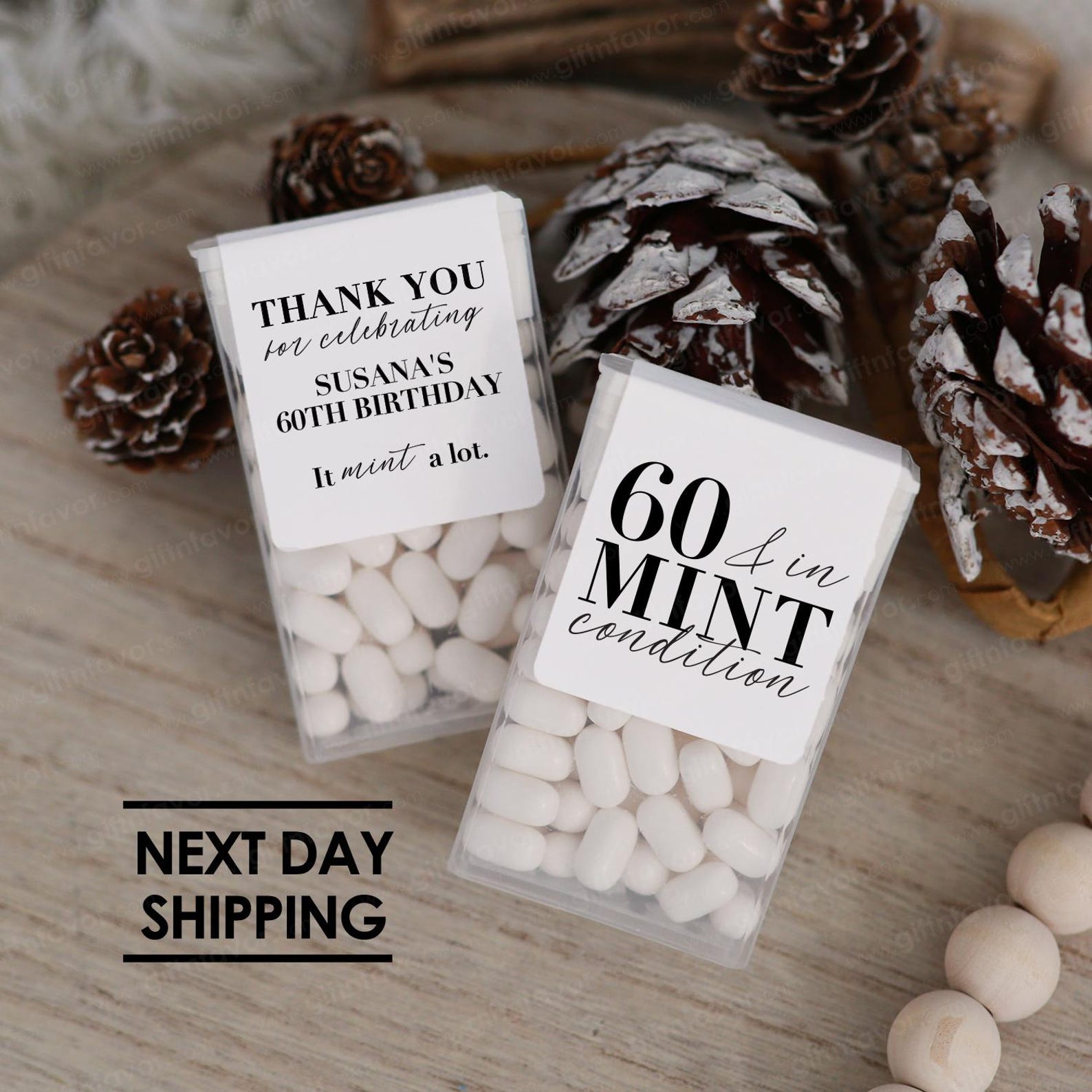 Birthday Party Mints Labels, Birthday Party Favors,60 and in Mint ...