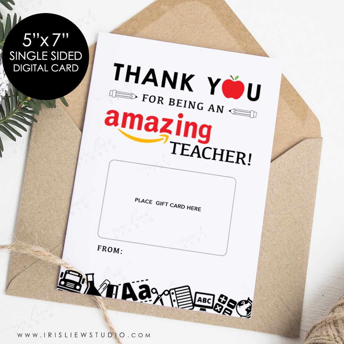 Thank You for Being an Amazing Teacher Cardprintable Amazon - Etsy