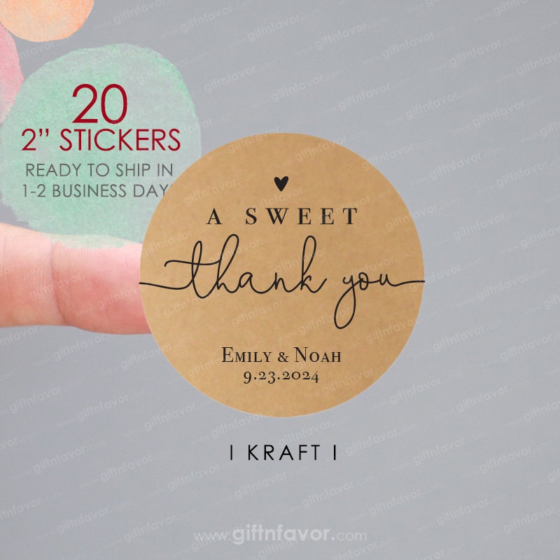 A Sweet Thank You Stickerswedding Favor Stickerscustom - Etsy