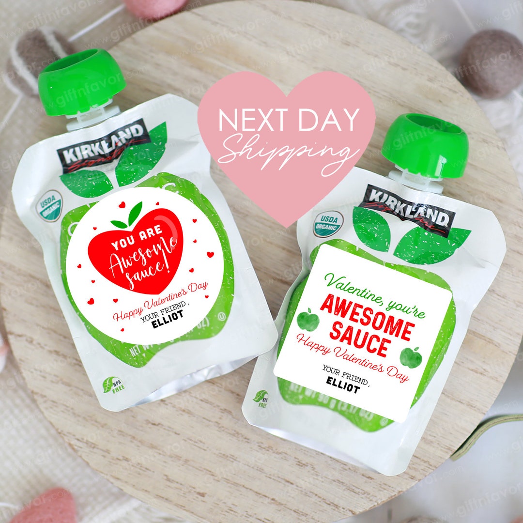 Printed Kids Valentine Stickers, Apple Sauce Valentine Stickers,you're ...