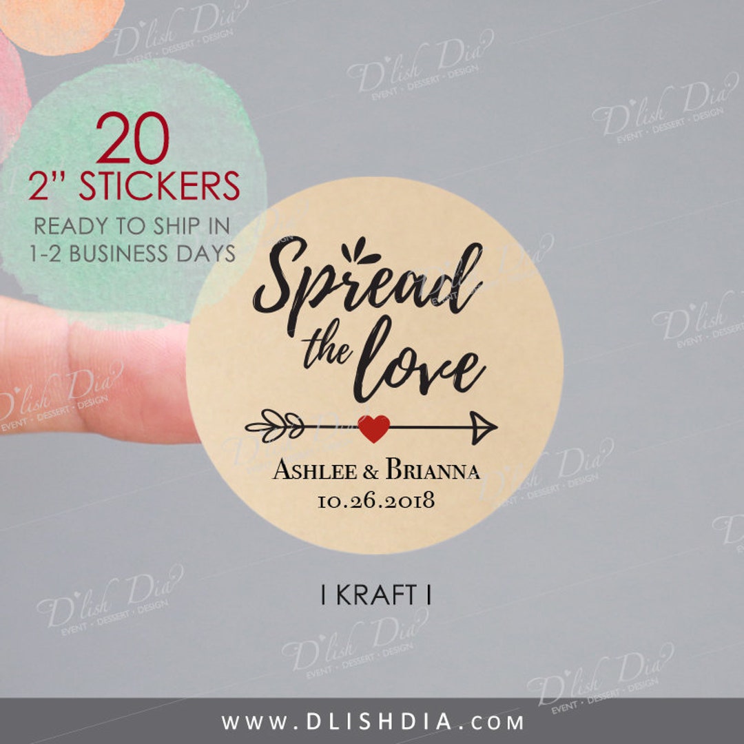 Spread the Love Stickers,wedding Favor Stickers,personalized Wedding ...