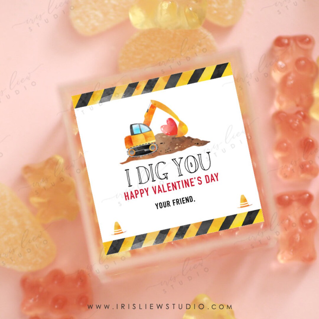 I Dig You Tags,printable Valentine's Day Tags, Valentines for School ...