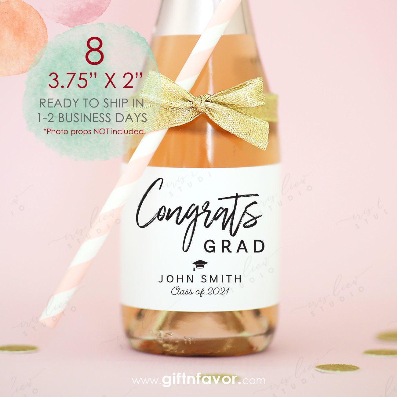 8pcs Mini Champagne Bottle Labelscongrats Grad | Etsy