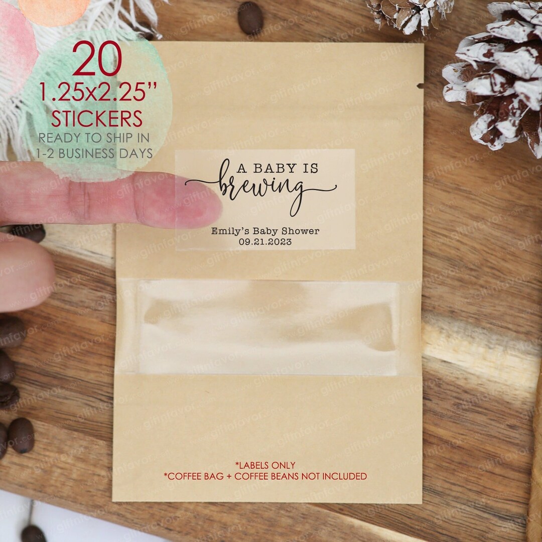 A Baby is Brewing Stickers,custom Coffee Bag Labels,personalized Baby ...