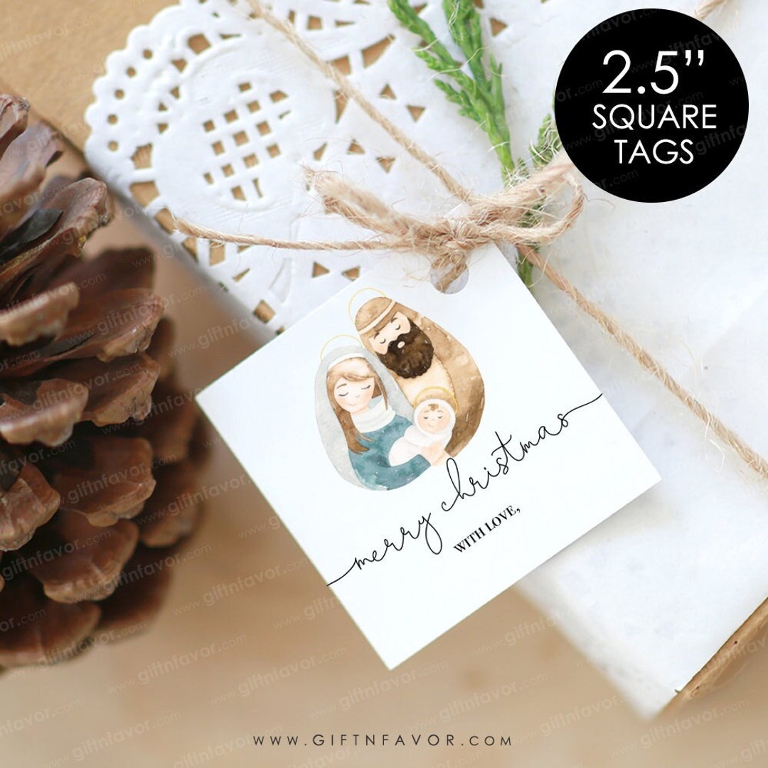 Printable Merry Christmas Tags,nativity Christmas Gift Tag,baby Jesus ...
