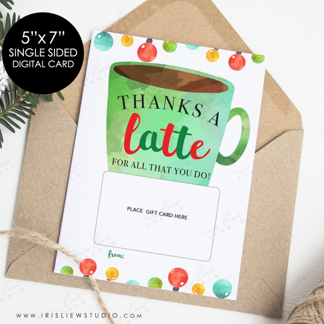 Thanks A Latte for All That You Do Card,coffee Gift Card Holder ...