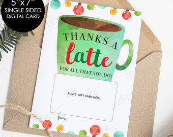Thanks A Latte for All That You Do Card,coffee Gift Card Holder ...