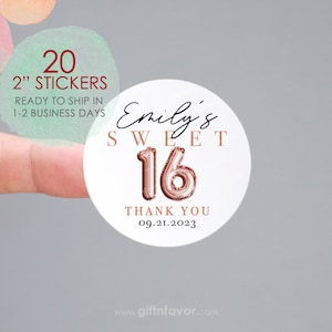 Sweet 16 Stickers,rose Gold Number Balloon Stickers,birthday Favor ...